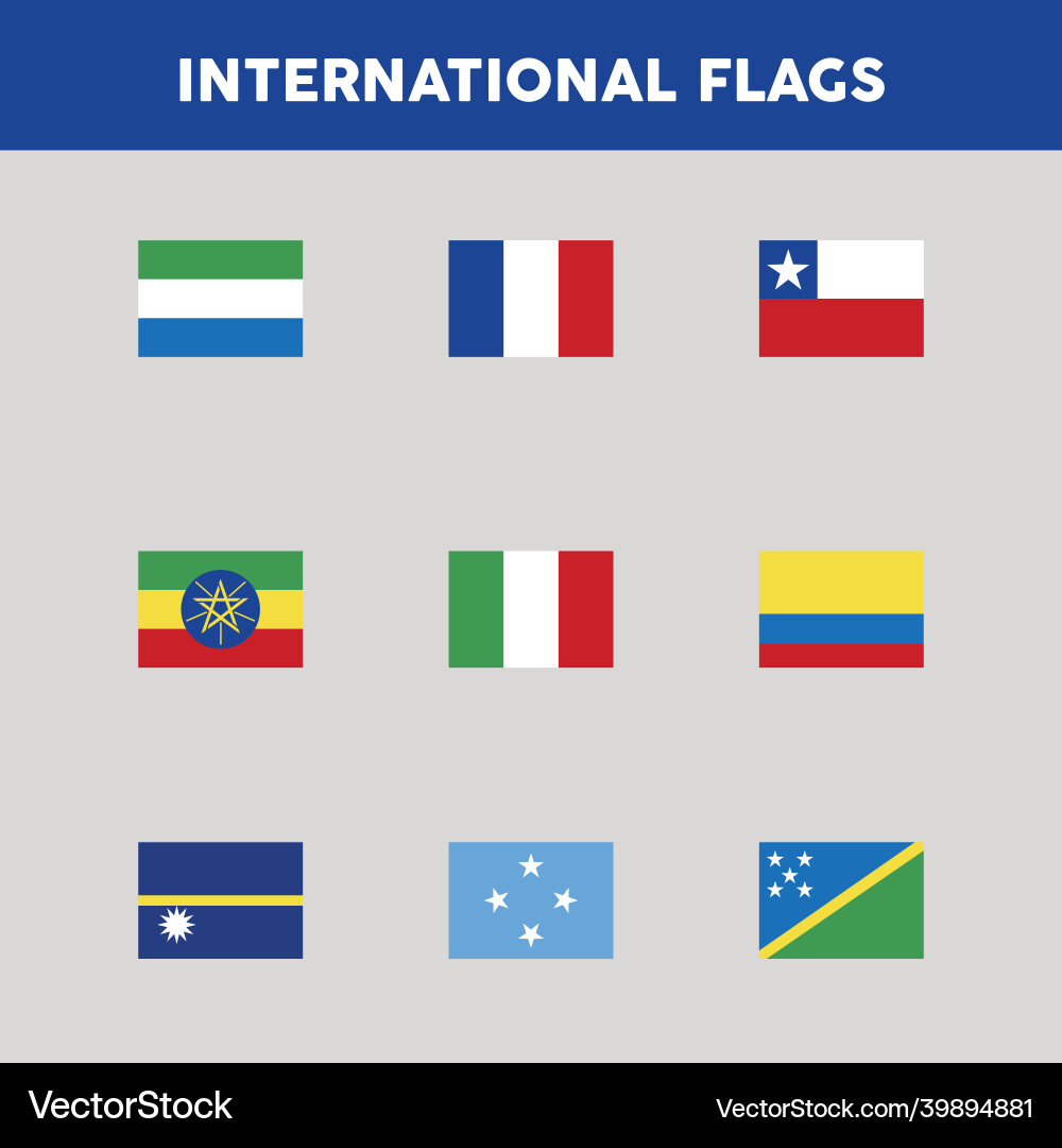 Countries flags and lettering Royalty Free Vector Image