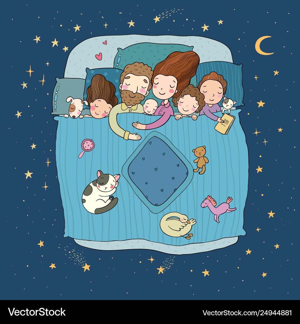 Family Bedtime Cartoon Royalty Free Vector Image