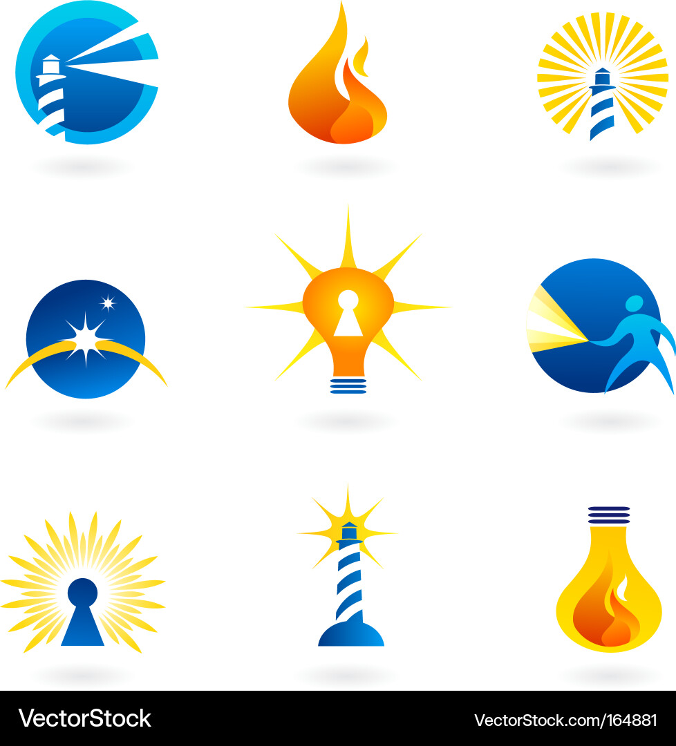 Lamp and lighthouse logos Royalty Free Vector Image