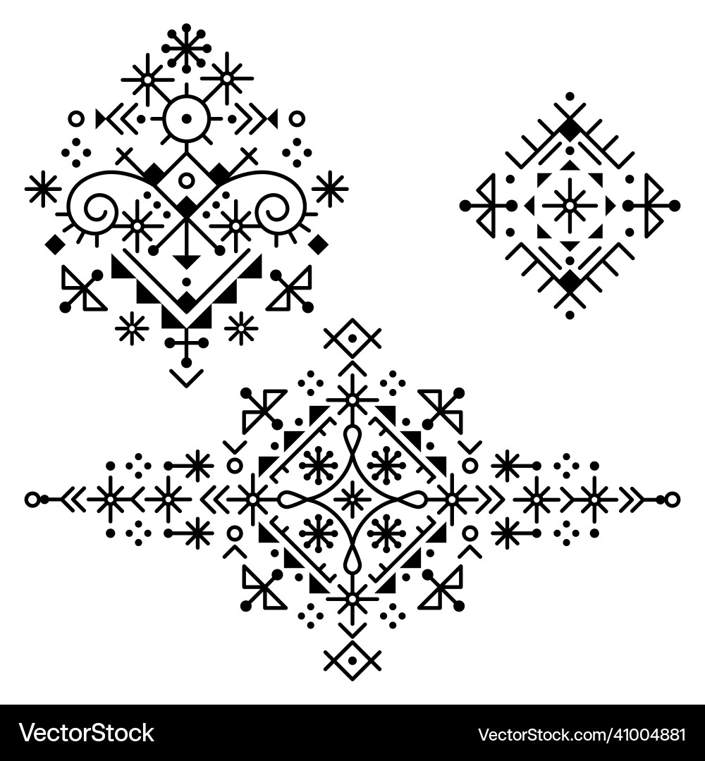 Minimalist tribal line art pattern set Royalty Free Vector