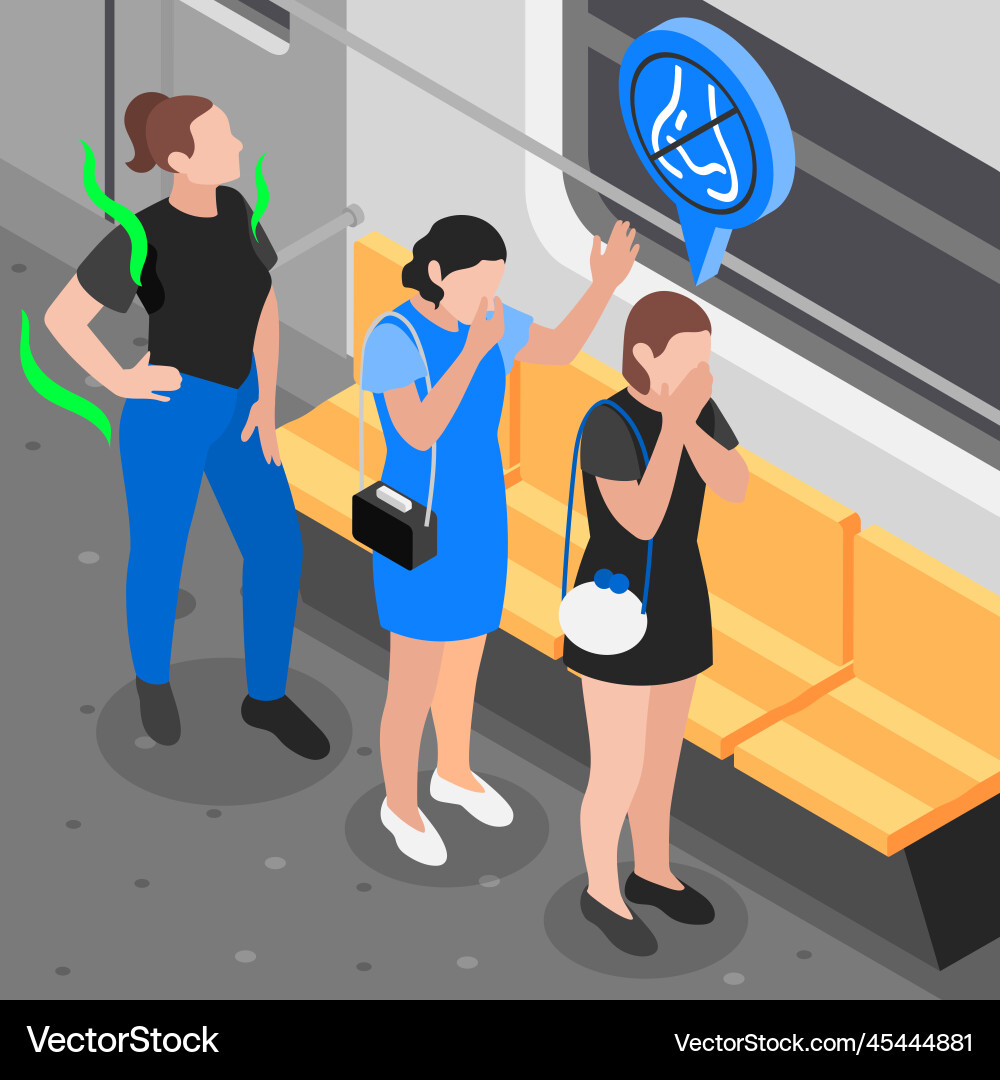 Queue isometric and colored composition Royalty Free Vector