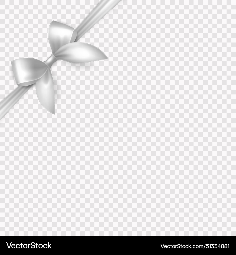 Realistic silk white gift ribbon satin bow Vector Image