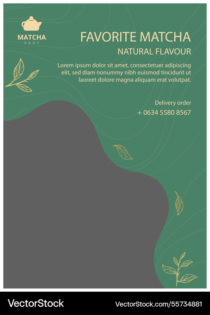 Vertical flyer template for matcha tea Royalty Free Vector