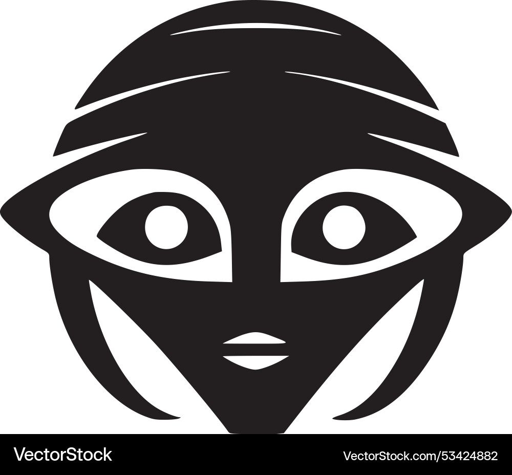 Alien - black and white Royalty Free Vector Image