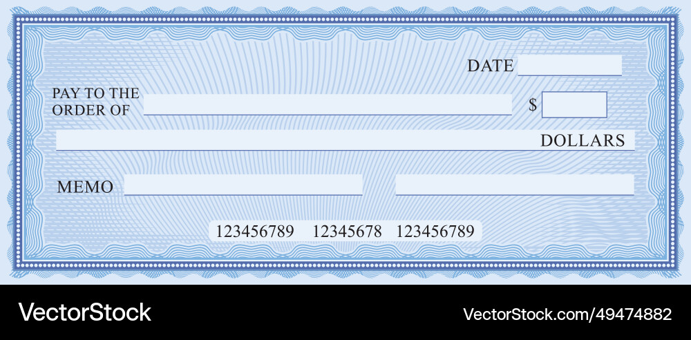 Blank Check - Business Cheque Royalty Free Vector Image