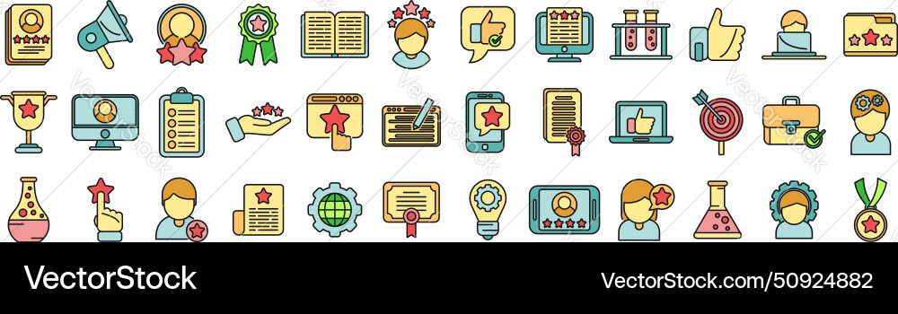 Experience icons set color line Royalty Free Vector Image