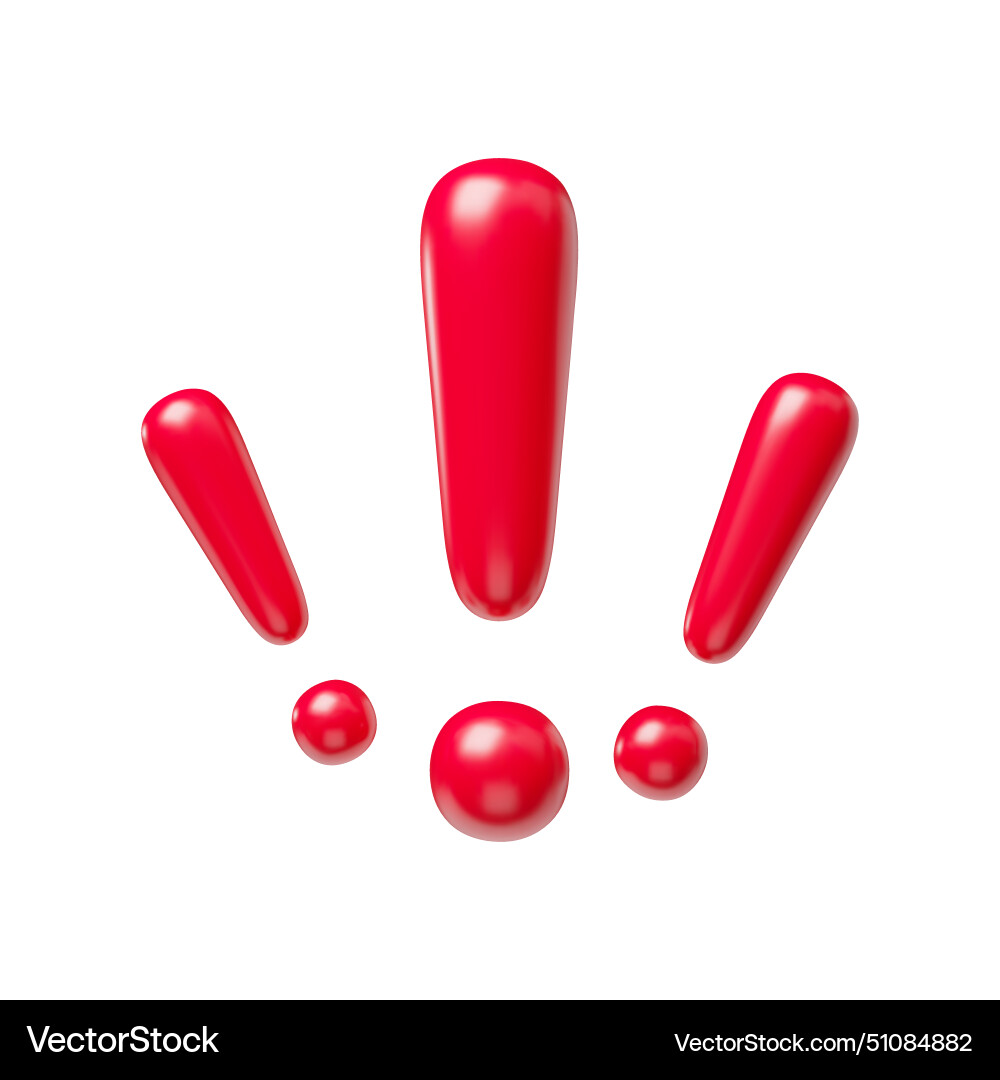 Group of red exclamation signs realistic 3d Vector Image