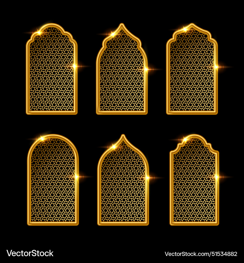 Islam windows set with pattern Royalty Free Vector Image