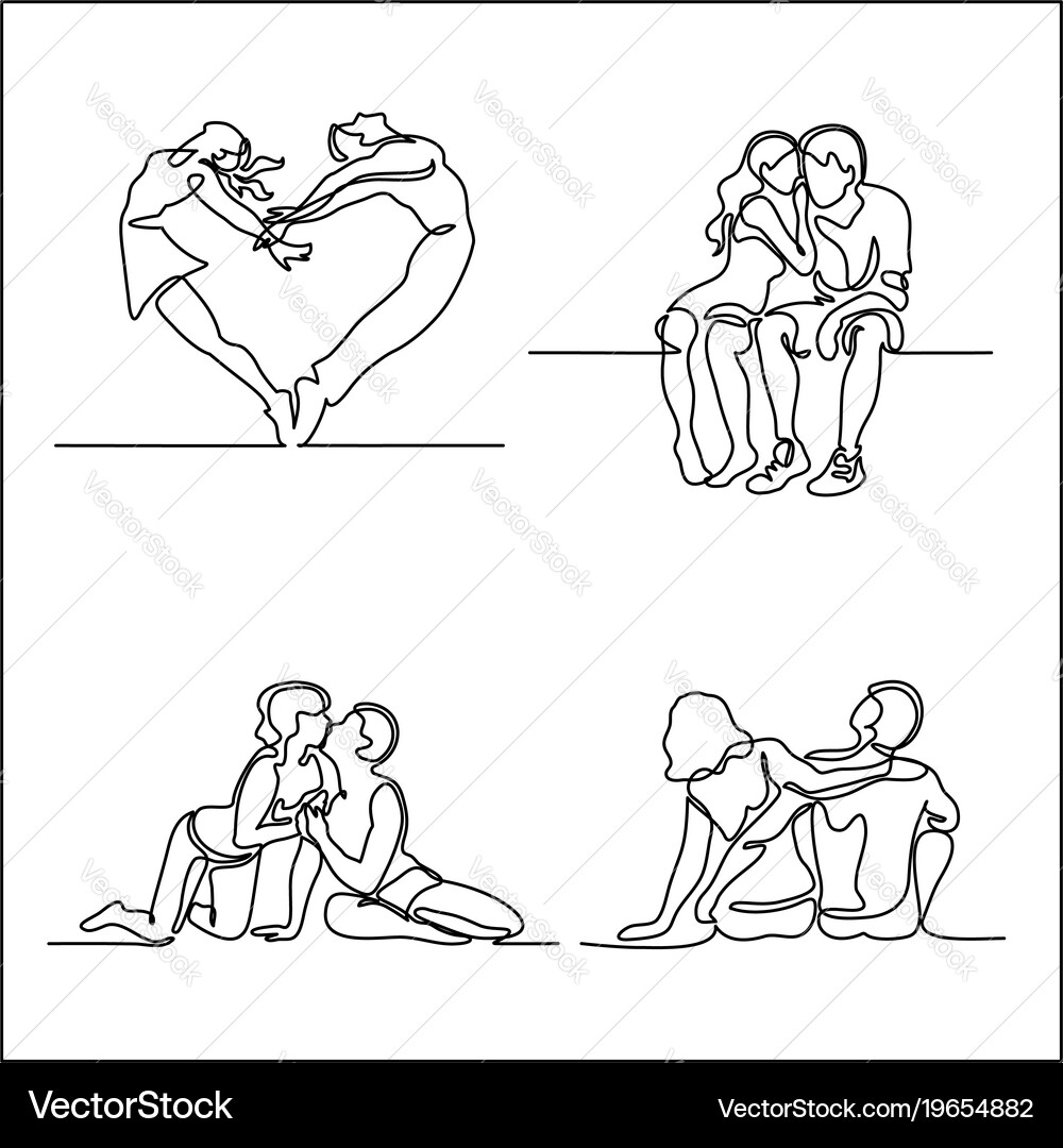 Romantic Couple Line Art Royalty Free Vector Image