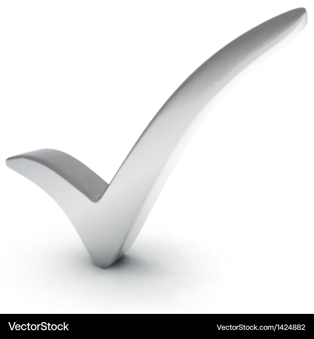 Silver check mark Royalty Free Vector Image - VectorStock