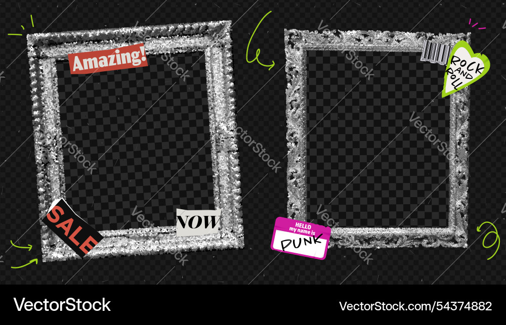 Transparent photo frame and sticker Royalty Free Vector