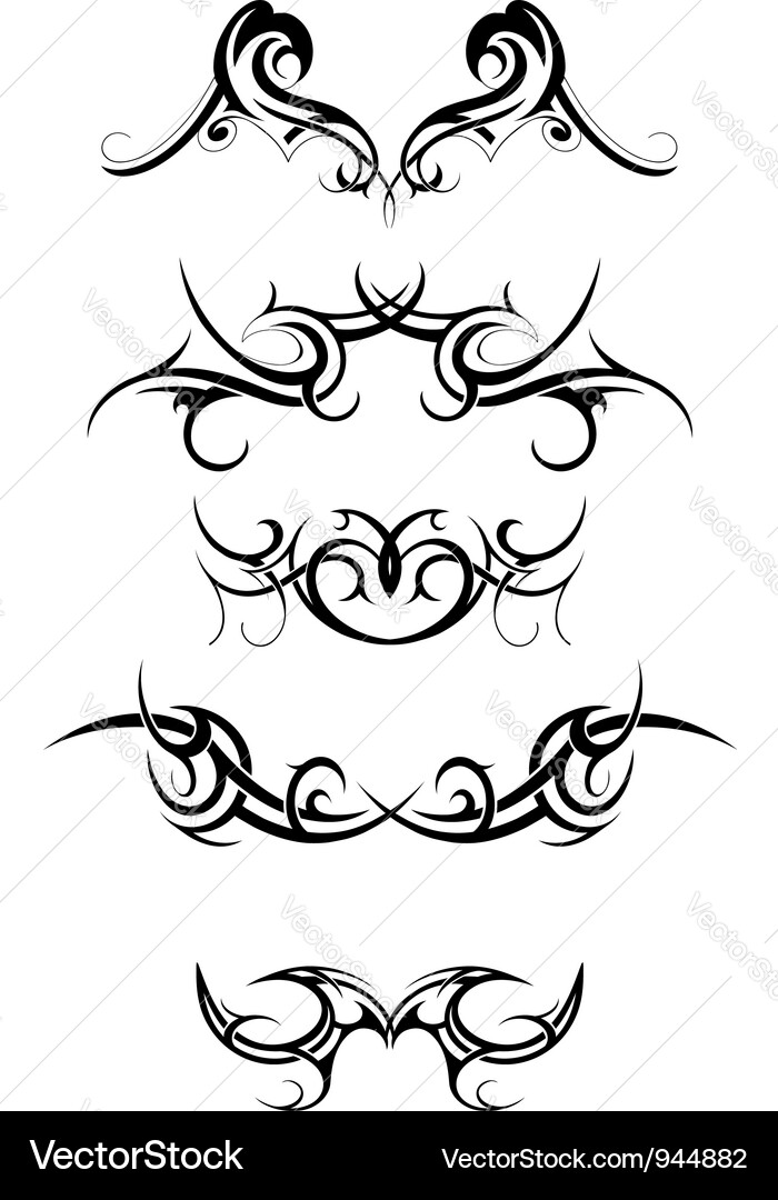 Tribal Swirl Tattoo Set Royalty Free Vector Image