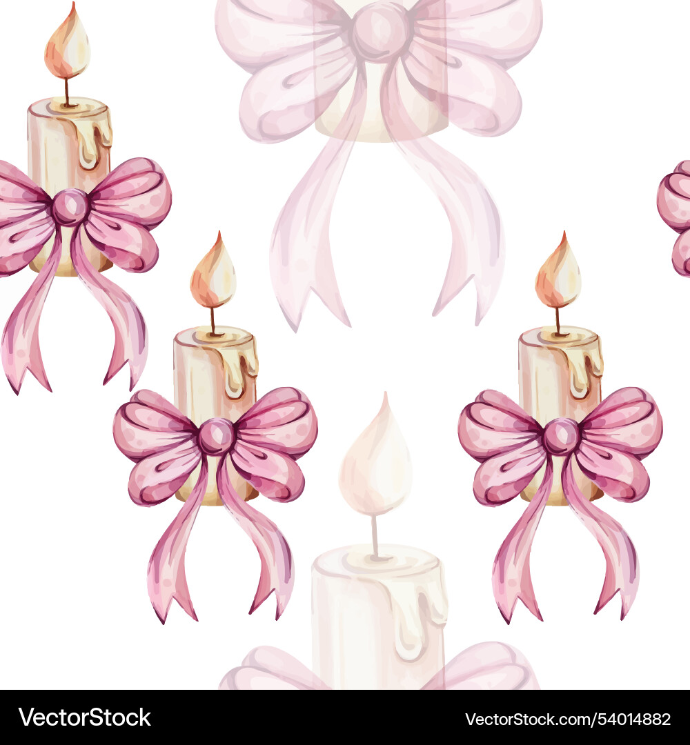 Watercolor seamless pattern - christmas candle Vector Image