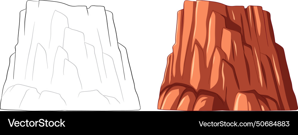 Colorful and outlined canyon rock formations Vector Image