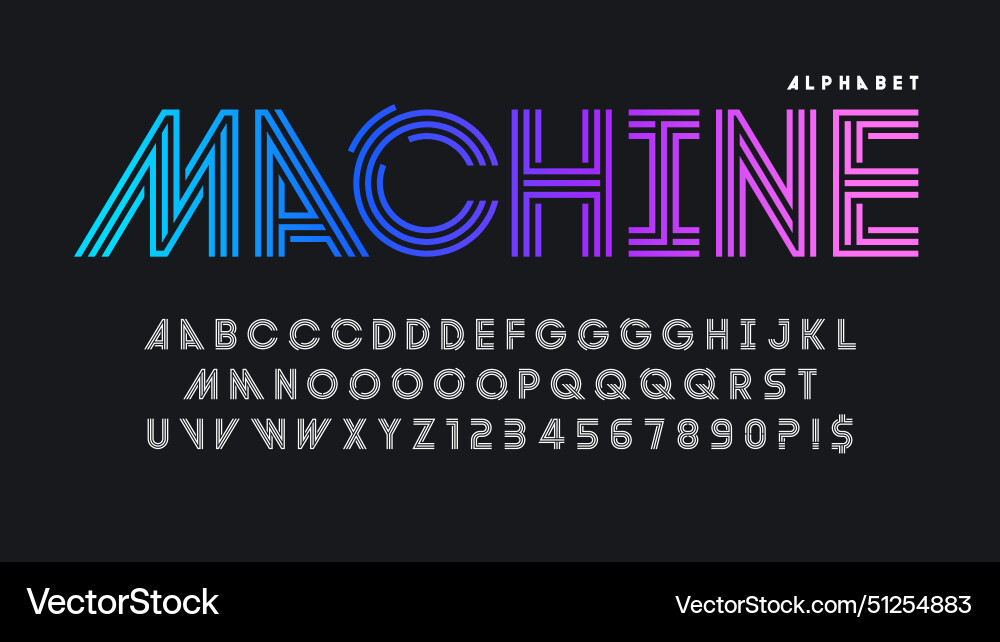 Futuristic alphabet design character set Vector Image