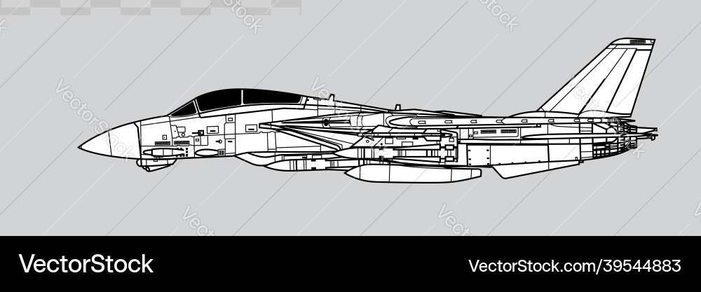 Grumman F-14 Tomcat with Phoenix Missiles Vector Image