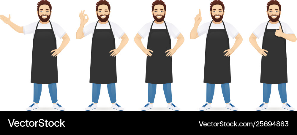 Handsome man in apron Royalty Free Vector Image
