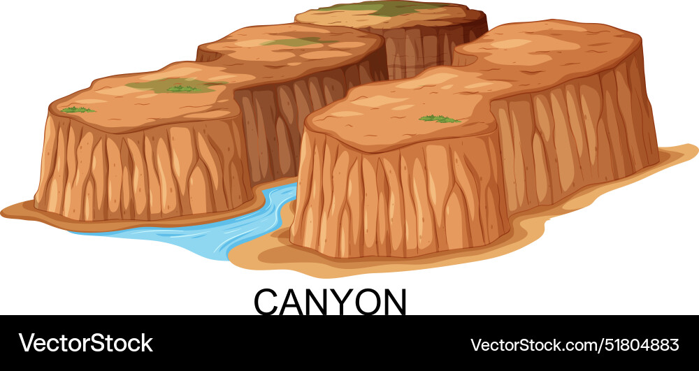 Image of a canyon with river Royalty Free Vector Image