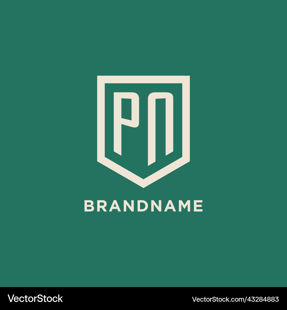 Pn initial logo monogram shield geometric shape Vector Image