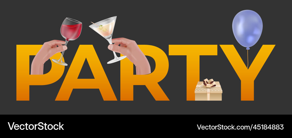 Realistic party text banner Royalty Free Vector Image
