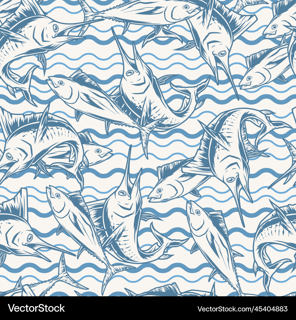 School fish colorful seamless pattern Royalty Free Vector