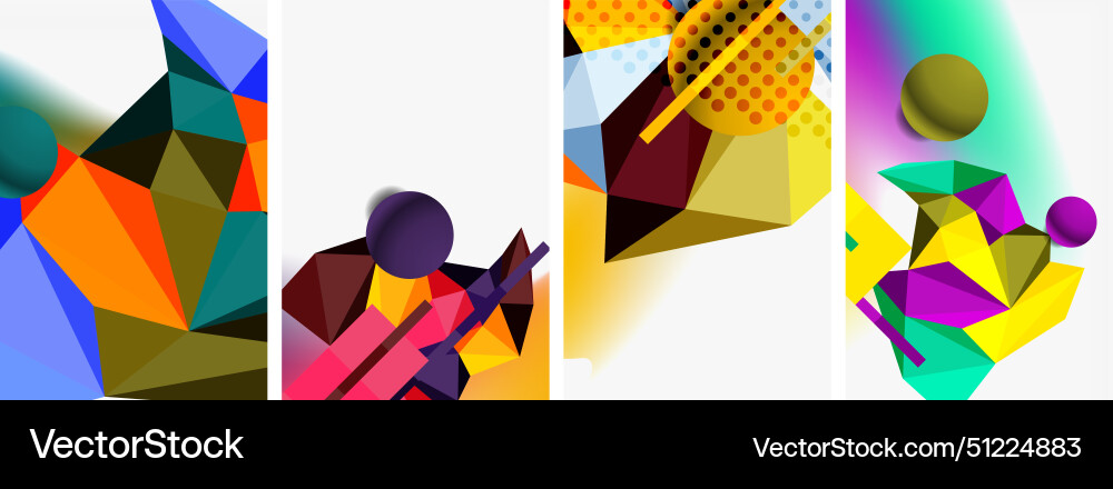 Set of geometric abstract composition with spheres