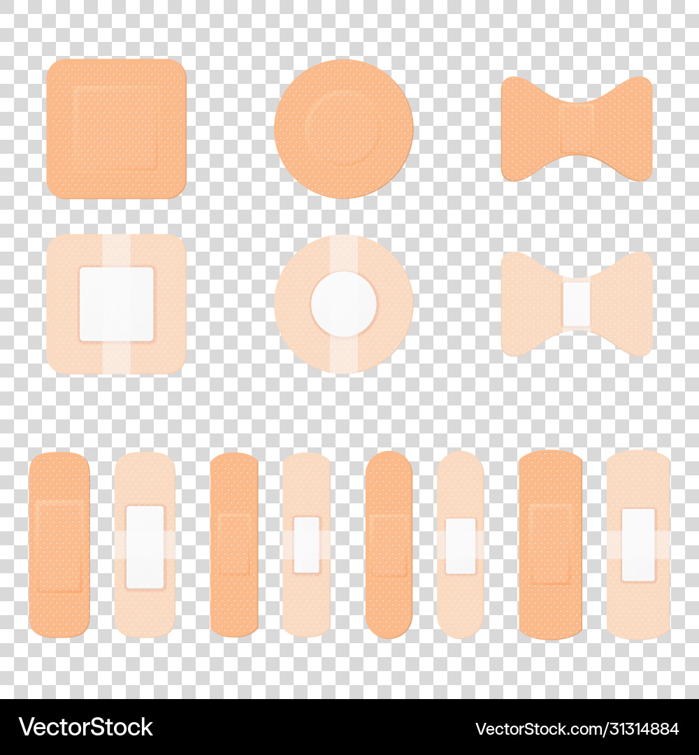 3d realistic medical patch icon set closeup Vector Image