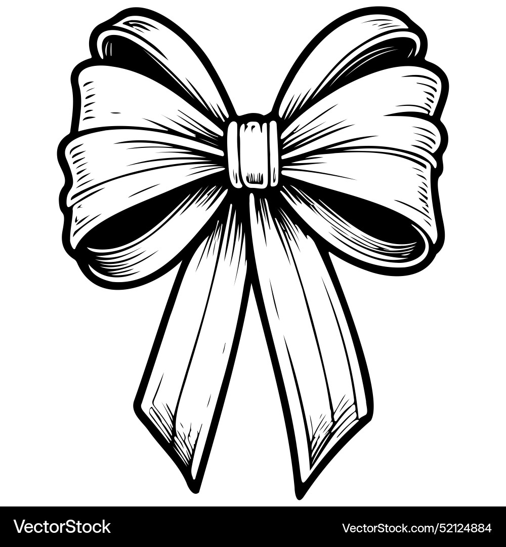 Cartoon ribbon drawing black line isolated Vector Image