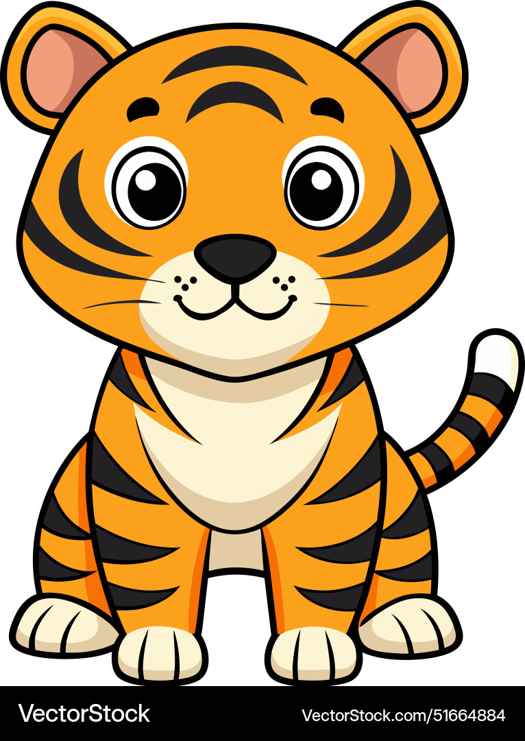 Cute tiger cartoon icon Royalty Free Vector Image