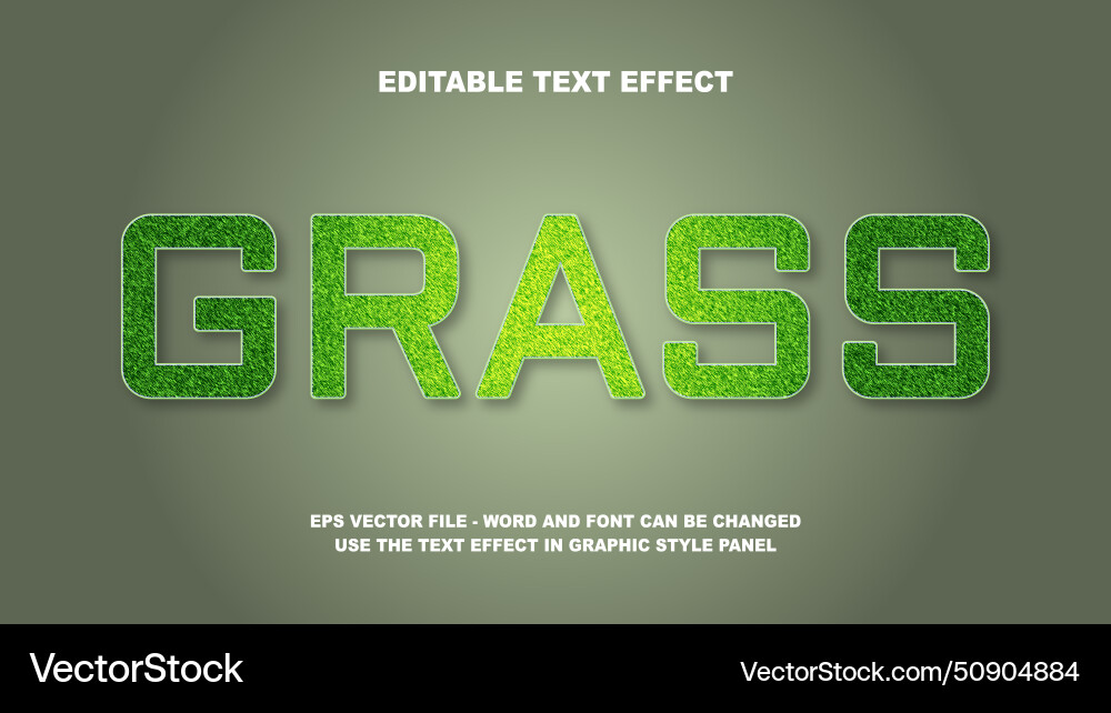 Editable text effect grass 3d template Royalty Free Vector