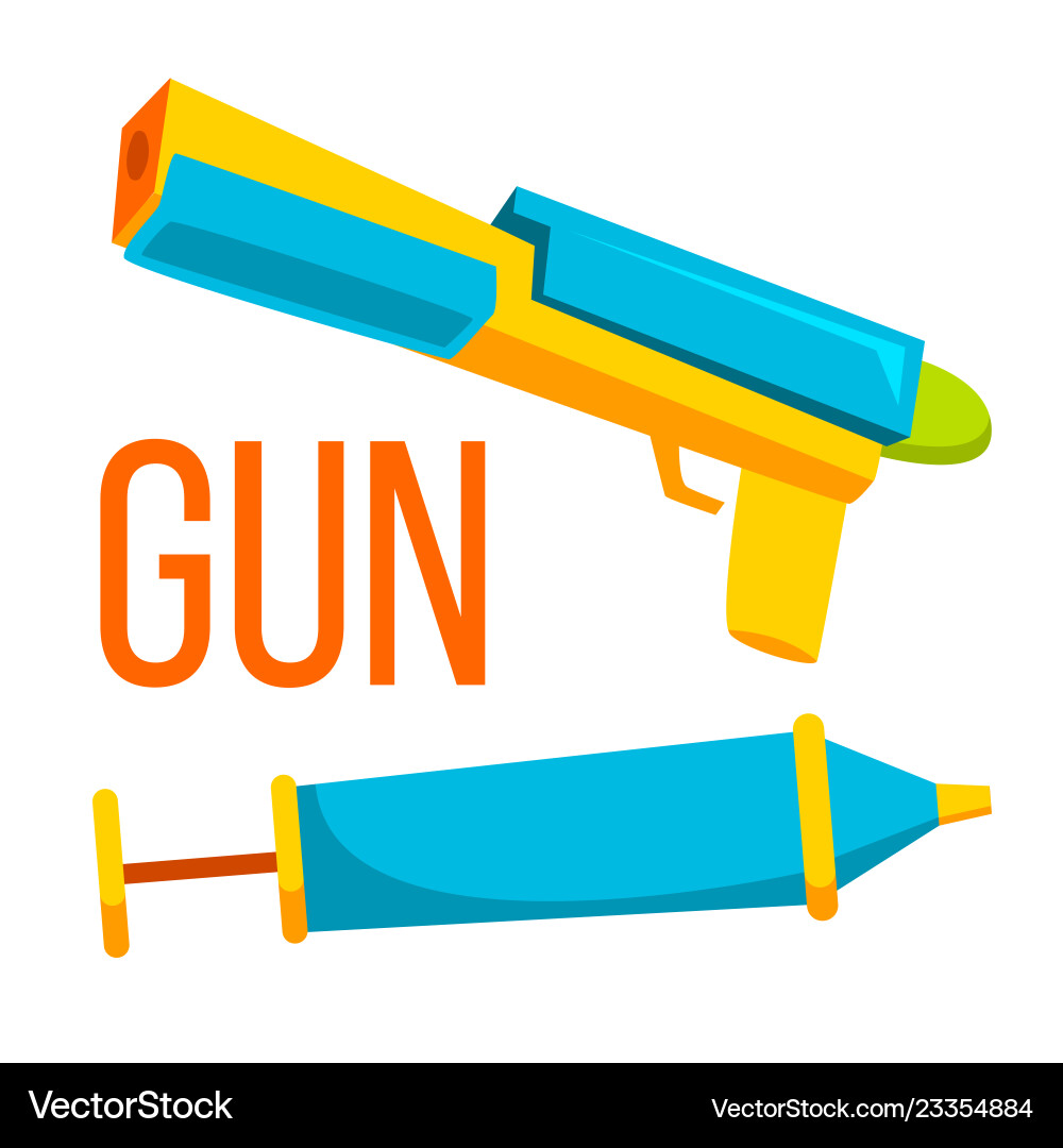 Gun toy water and bullet isolated flat Royalty Free Vector