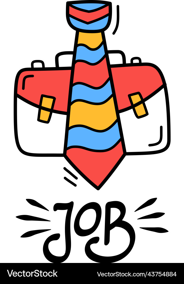 Hand draw doodle job portfolio and tie education Vector Image