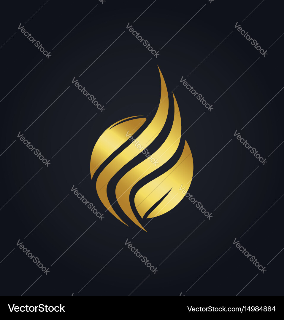 Leaf organic wave gold logo Royalty Free Vector Image