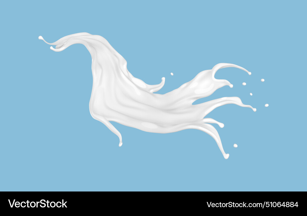 Milk splash isolated on blue background natural Vector Image