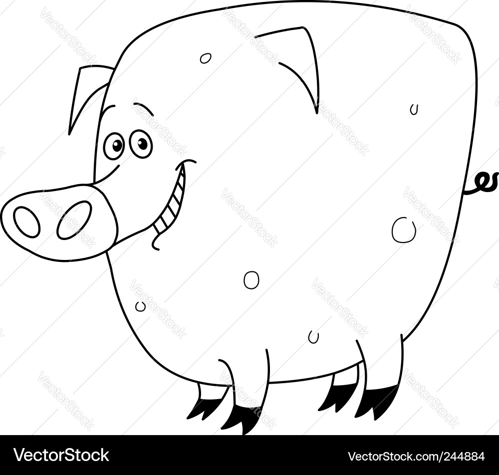 Outlined pig Royalty Free Vector Image - VectorStock