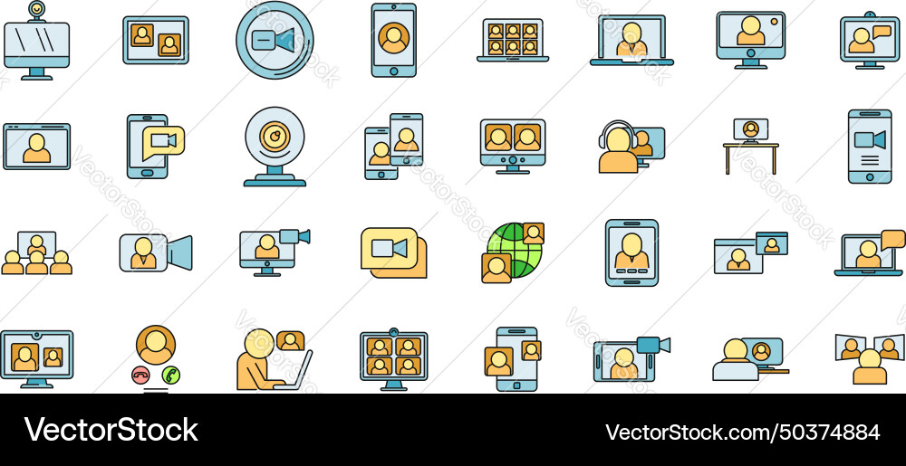 Video Call App Icons Set Royalty Free Vector Image