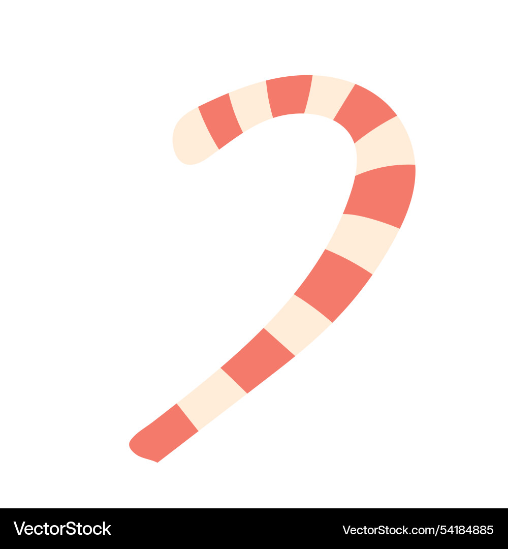 Christmas candy stick in flat design red twisted Vector Image