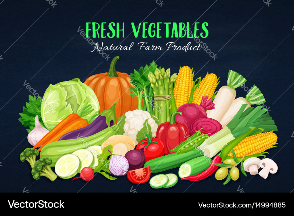 Colorful organic banner with vegetables Royalty Free Vector