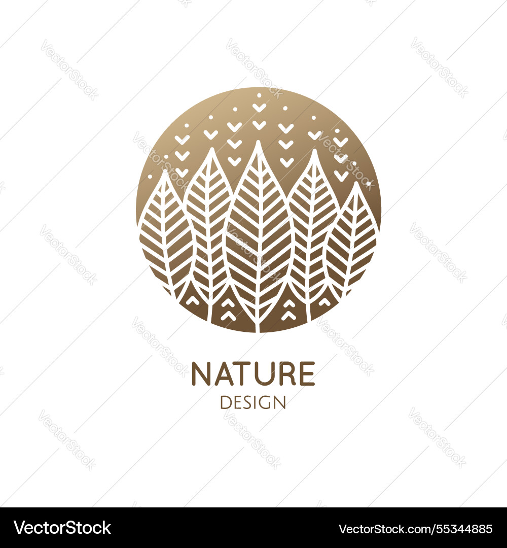 Forest logo of nature in linear style icon Vector Image