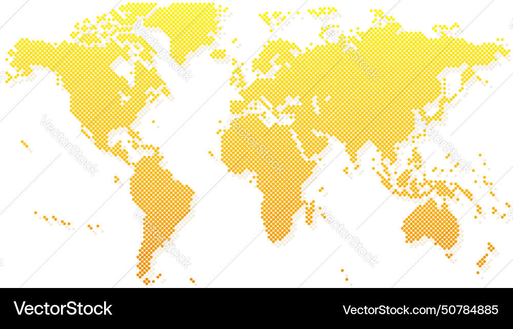 Gold halftone world map Royalty Free Vector Image