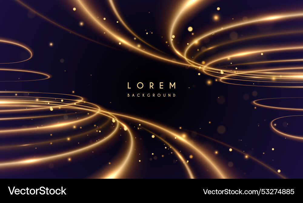 Golden light lines effect with sparks Royalty Free Vector