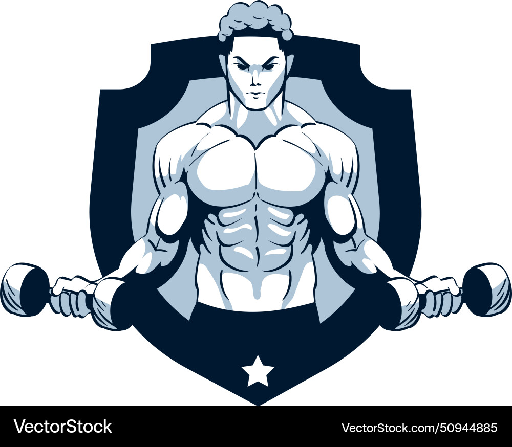 Gym emblem power man Royalty Free Vector Image