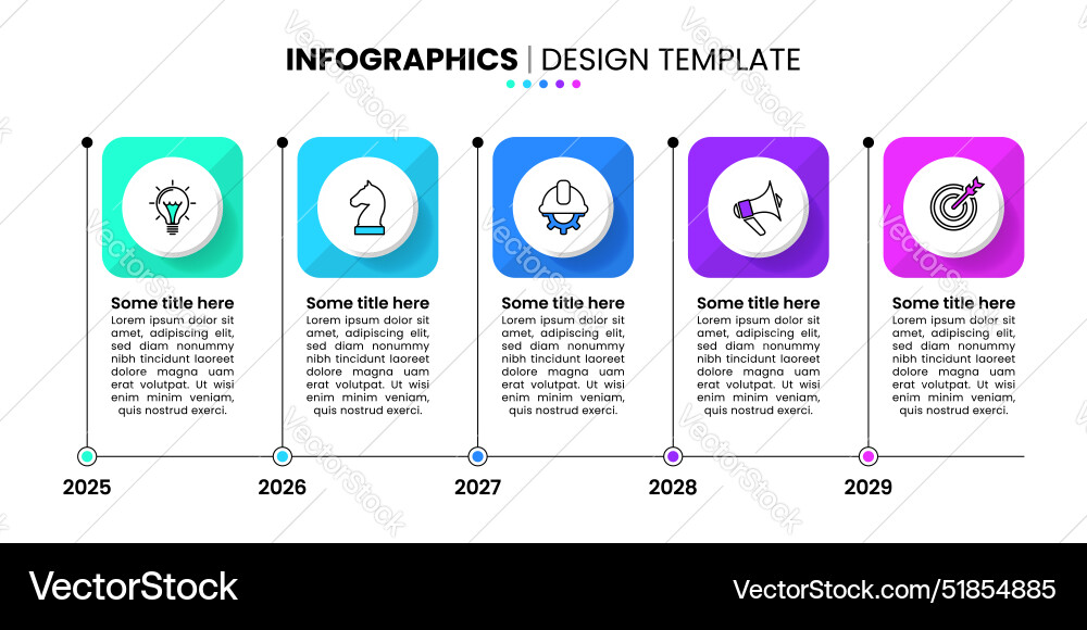Infographic template timeline with years and 5 Vector Image