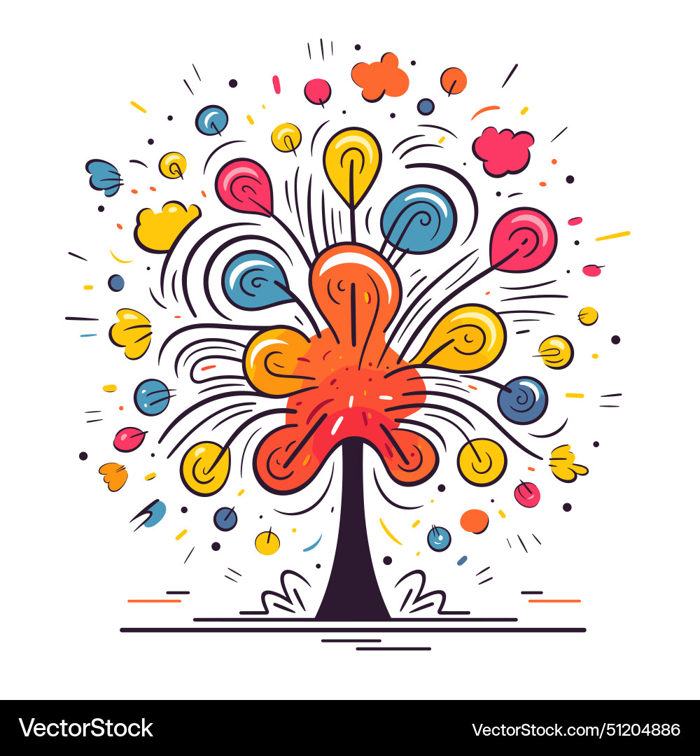 Colorful explosion shapes lines rising central Vector Image