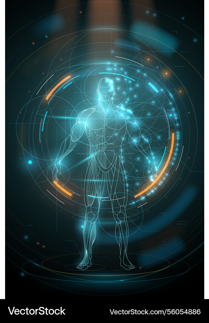 Human hologram with interface and light effects Vector Image