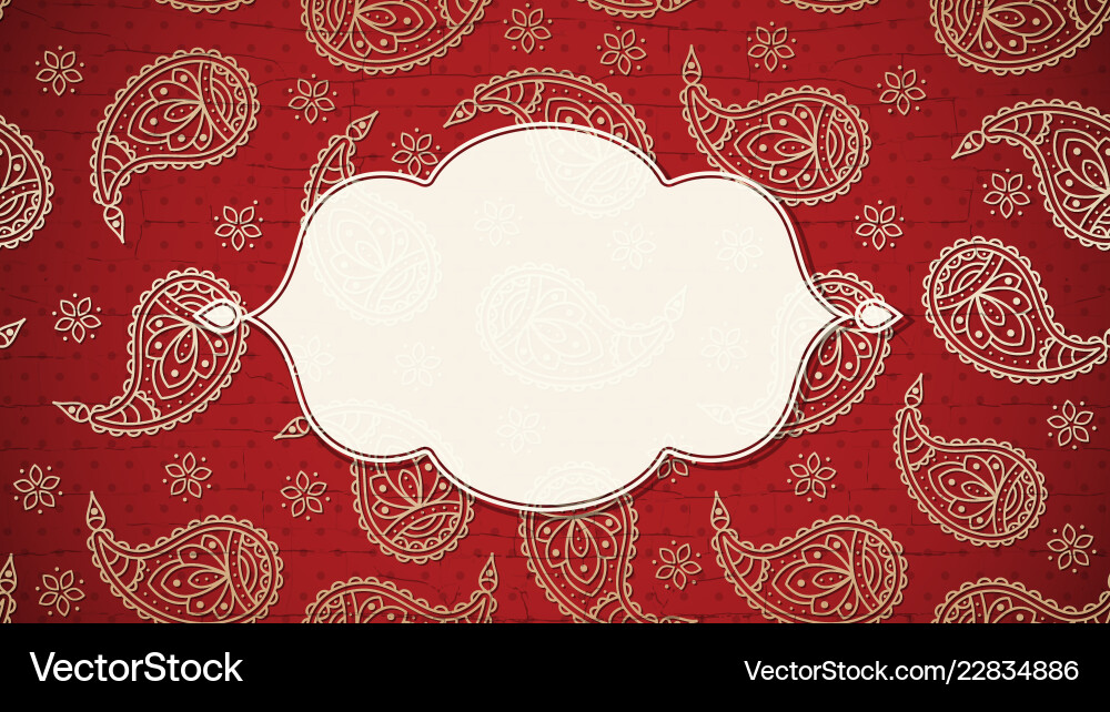 Indian Paisley Background with Frame Royalty Free Vector
