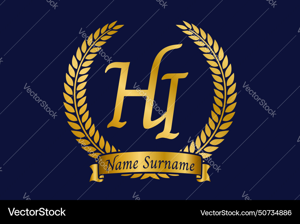 Initial letter h and i hi monogram logo design Vector Image