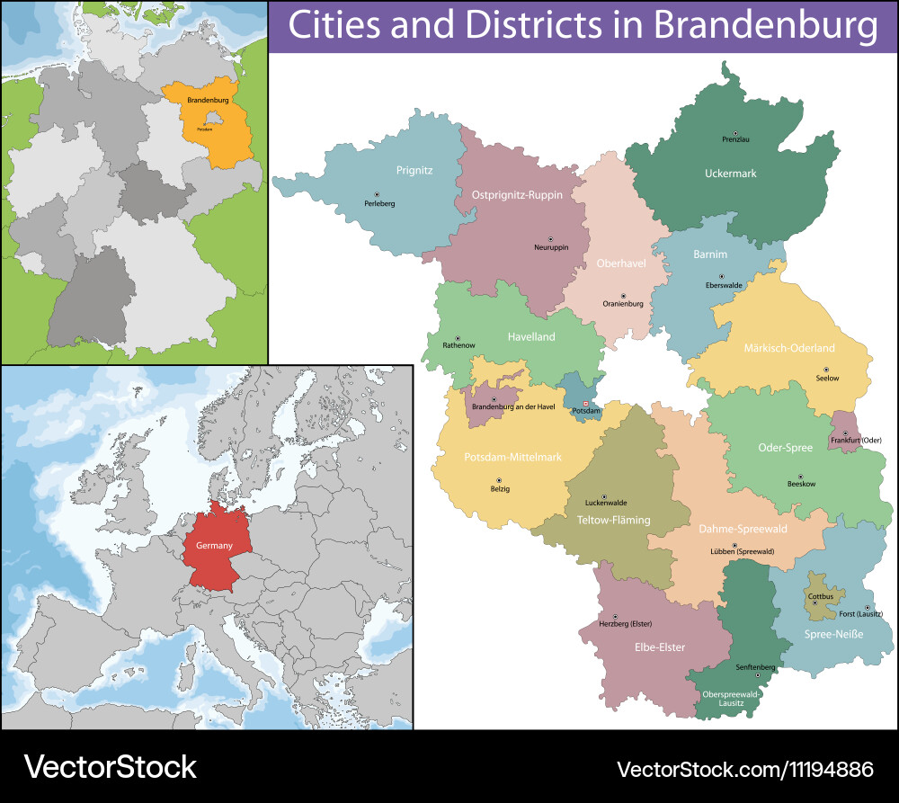 Map of brandenburg Royalty Free Vector Image - VectorStock