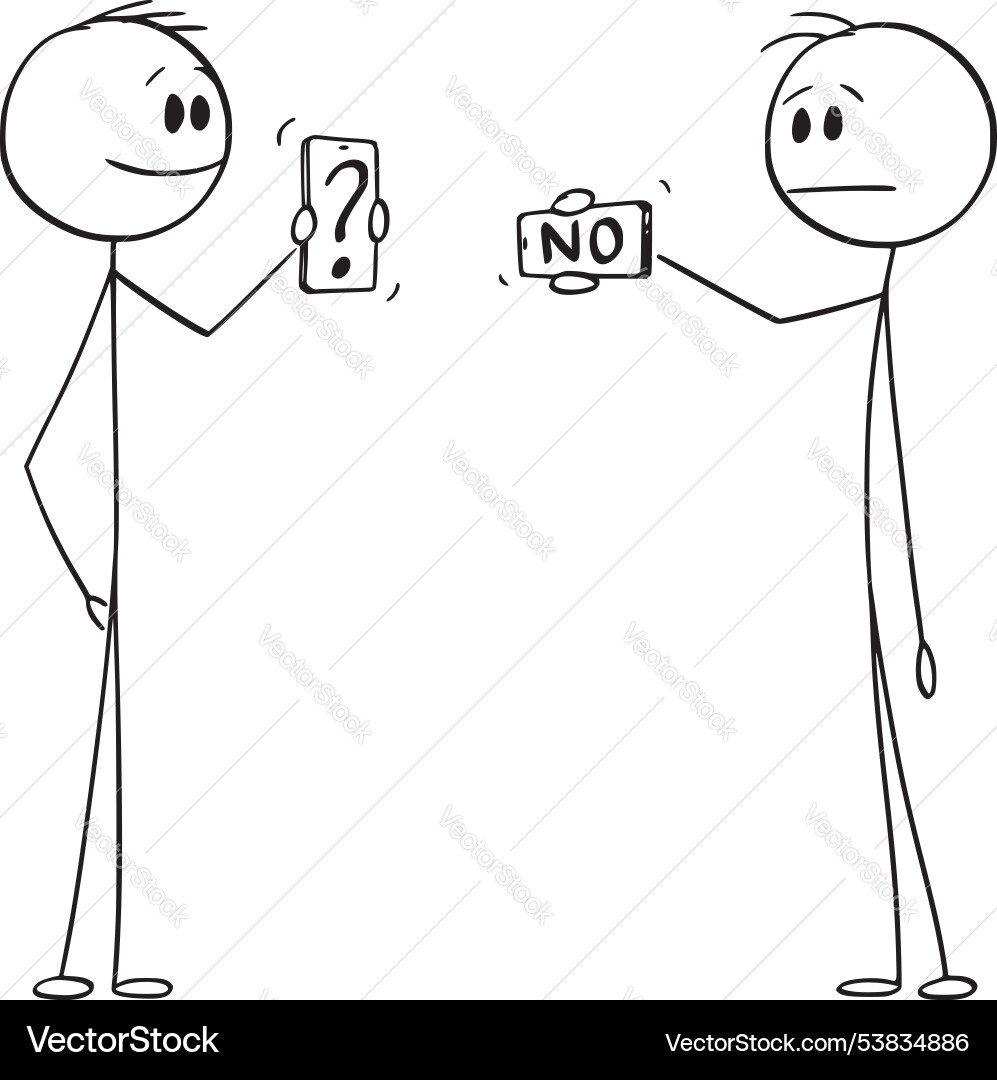 Mobil phone communication or chat cartoon stick Vector Image