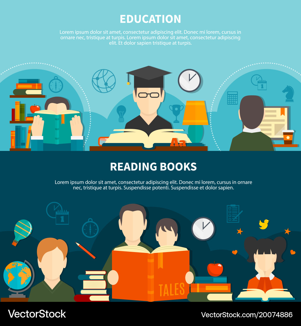 Reading & Education Banners Royalty Free Vector Image